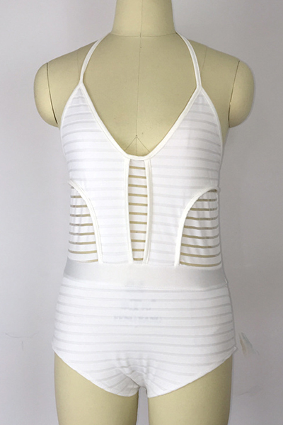 Sexy Halter V Neck Hollow Out White One Piece Swimwearlw Fashion Online For Women Affordable