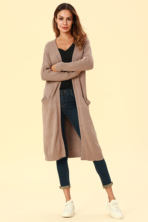 Lovely Chic Long Sleeves Light Tan Cardigan SweatersLW | Fashion Online ...