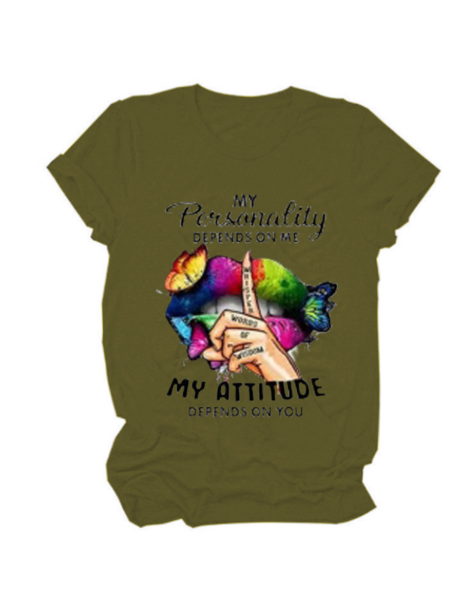 LW COTTON Butterfly Letter Lip Print T-shirt Sale | LovelyWholesale